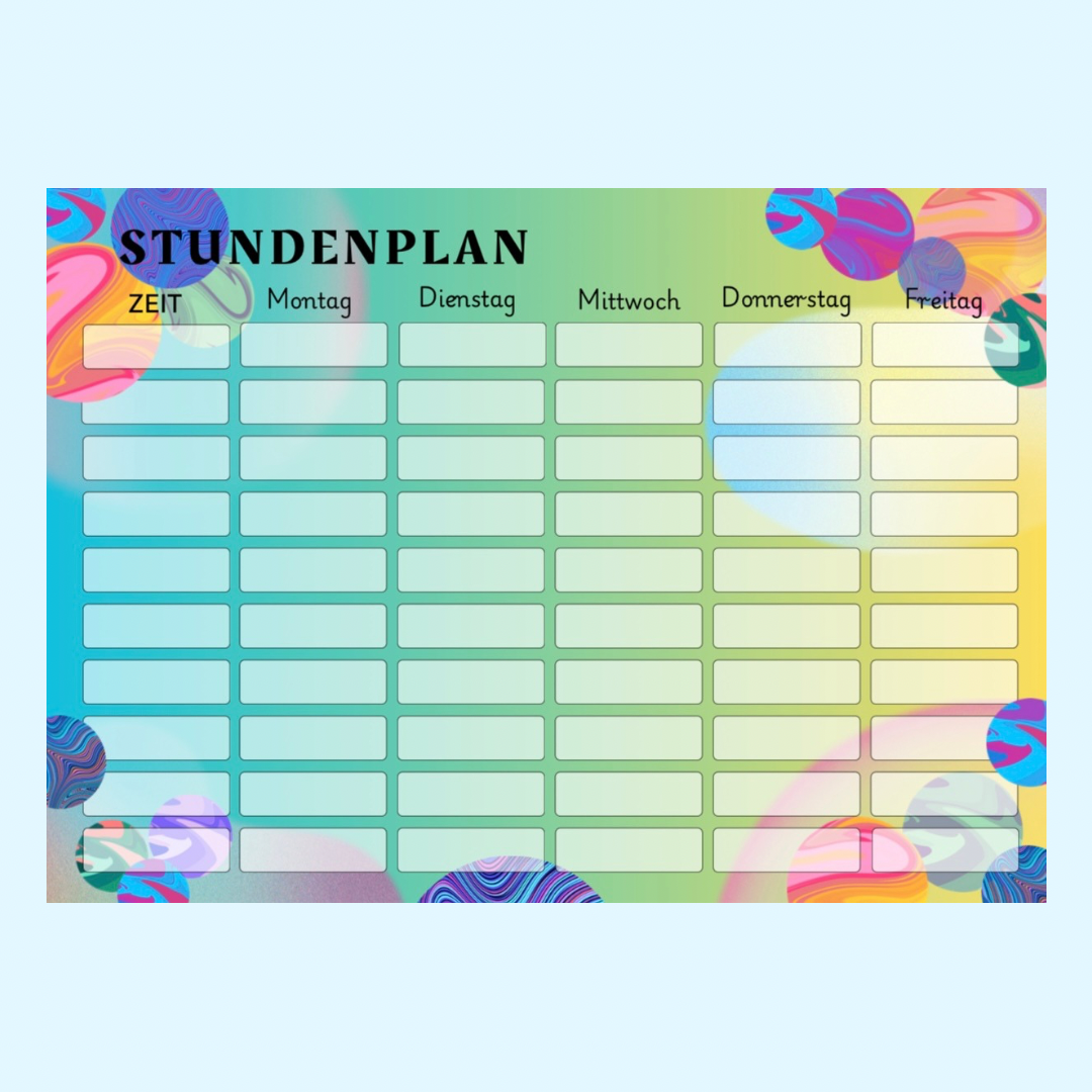 Back To School | Timetables (German) | Colourful - Kaleidoscope Tutoring